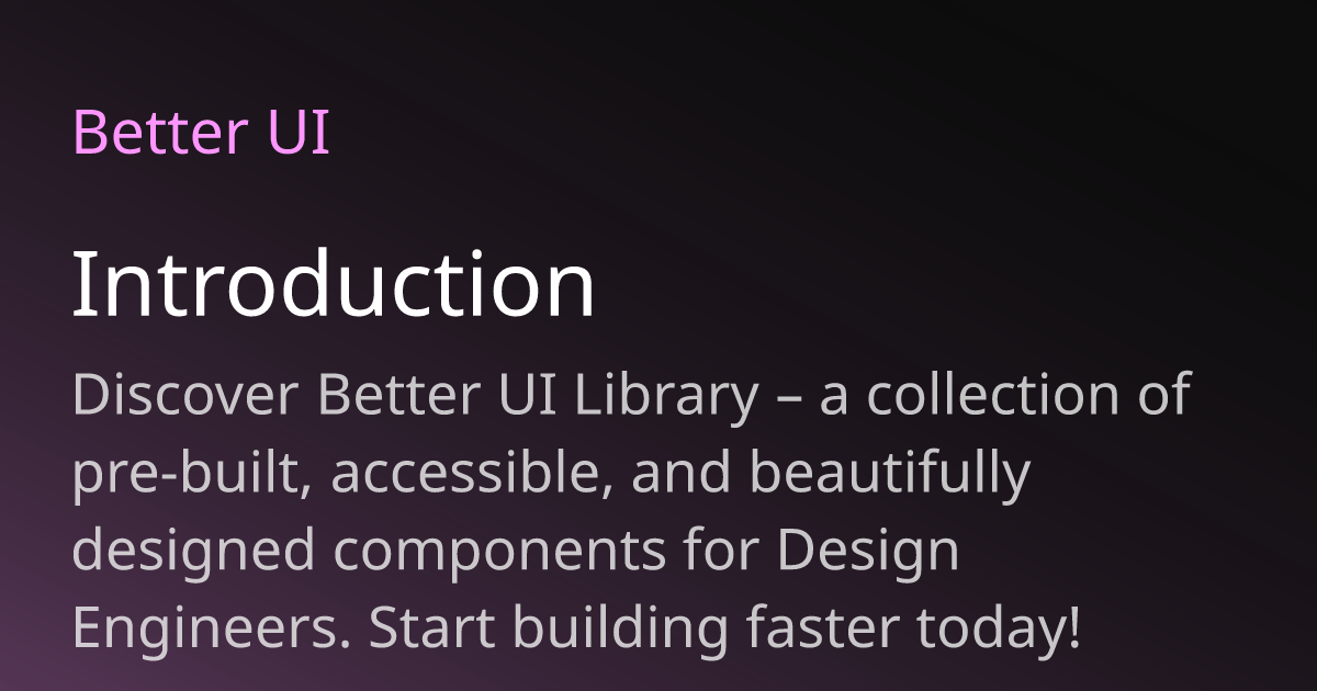 Introduction | Better UI